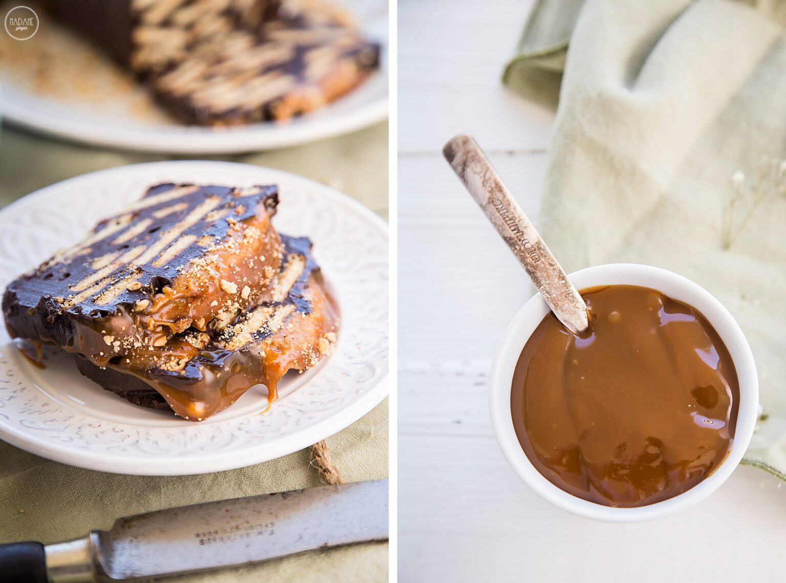 Κορμός σοκολάτας με καραμέλα & φιστικοβούτυρο (Μωσαϊκό) - madameginger.com