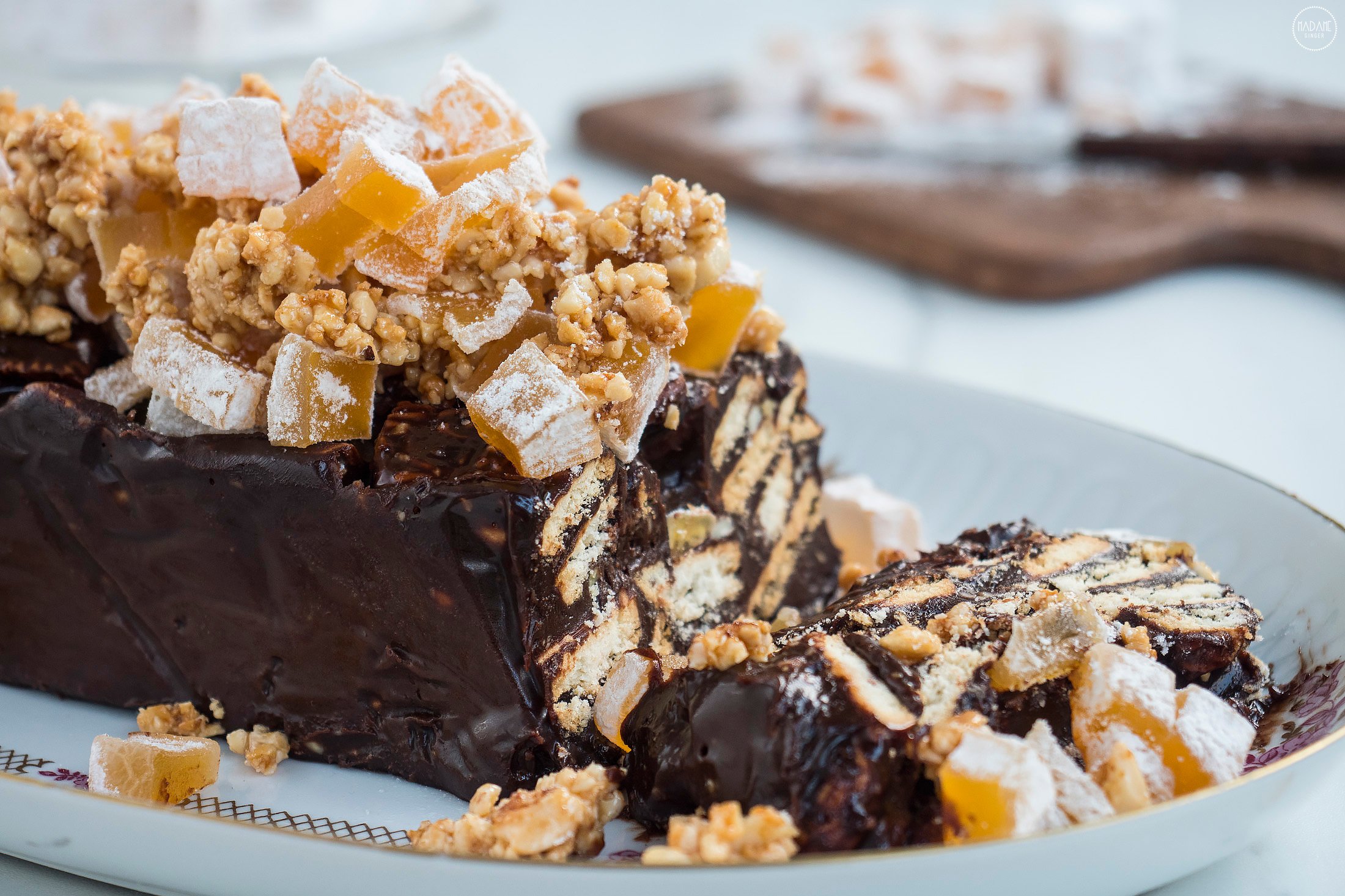 Κορμός σοκολάτας (μωσαϊκό) με αμύγδαλα και λουκούμι μαστίχας ...