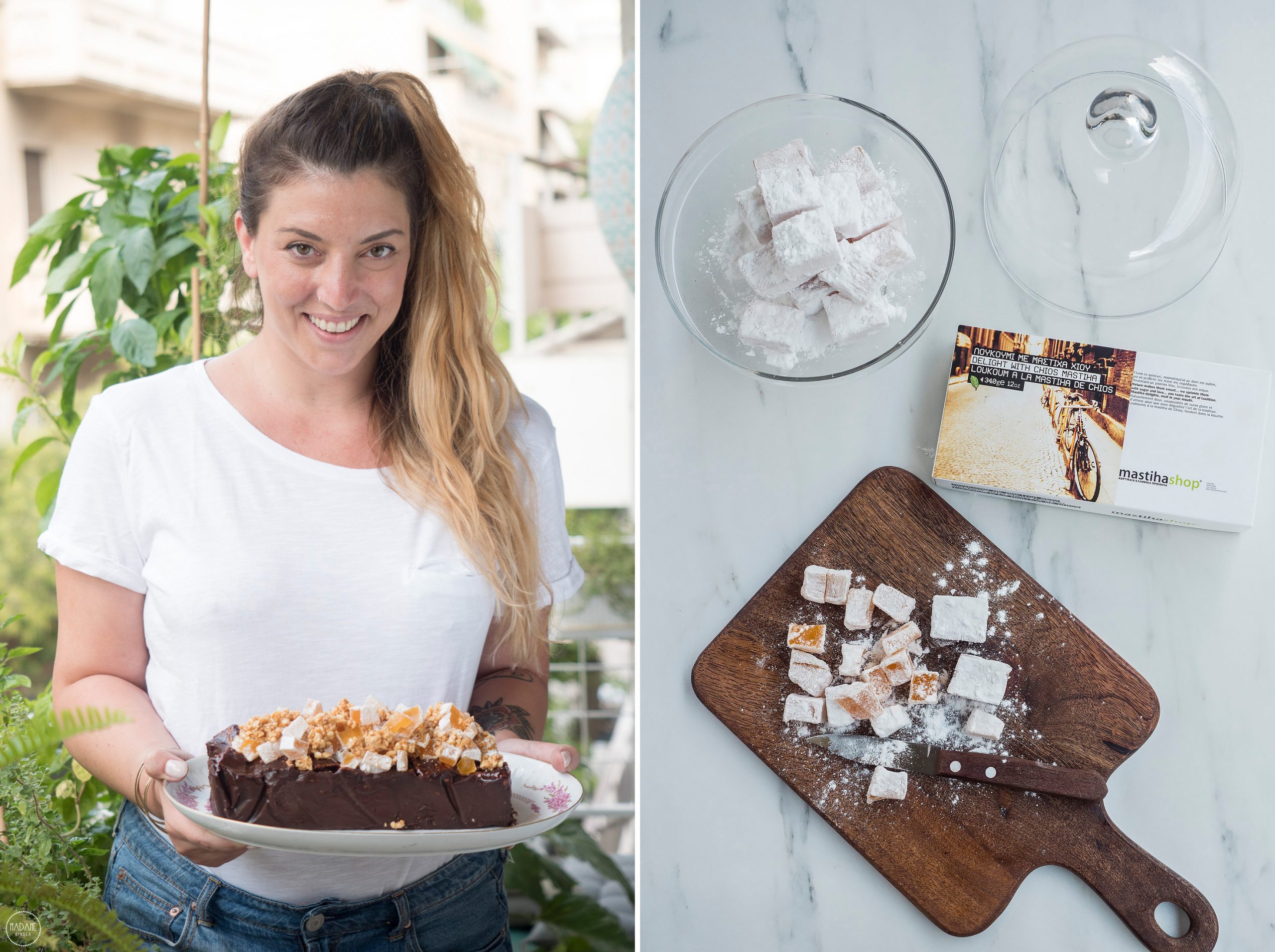 Κορμός σοκολάτας (μωσαϊκό) με αμύγδαλα και λουκούμι μαστίχας ...