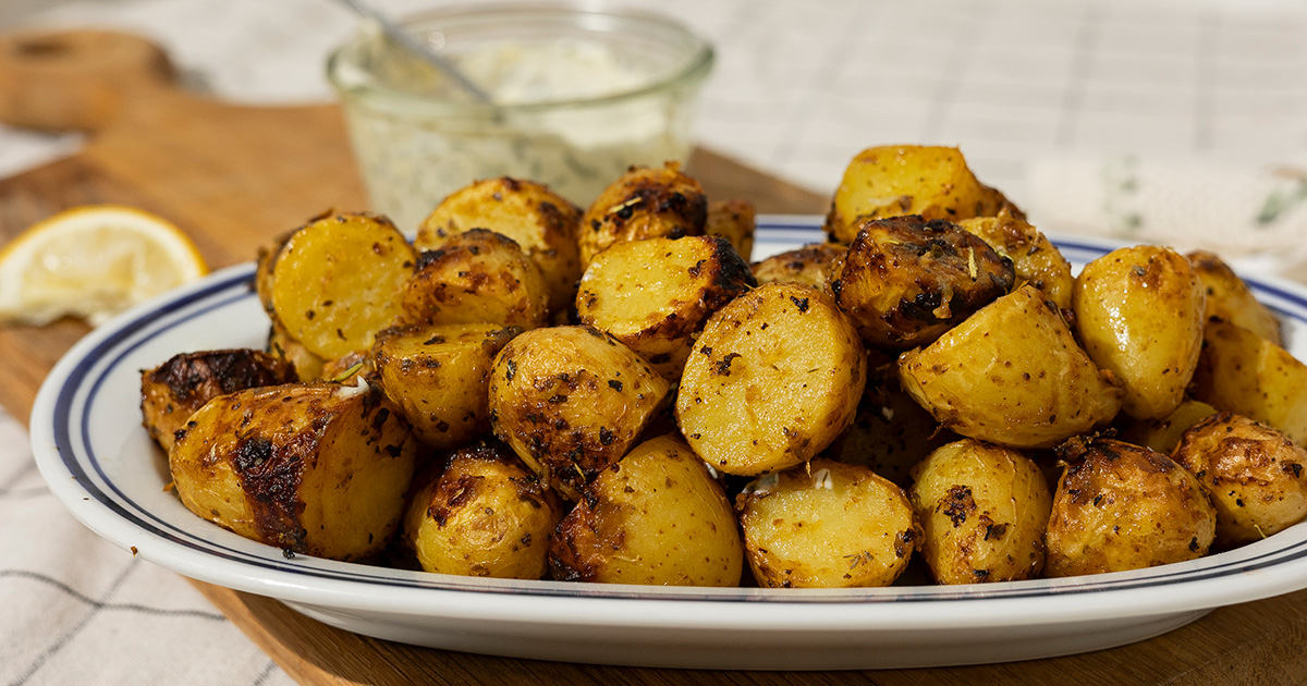 Ψητές πατάτες με μουστάρδα και λεμόνι στο air fryer