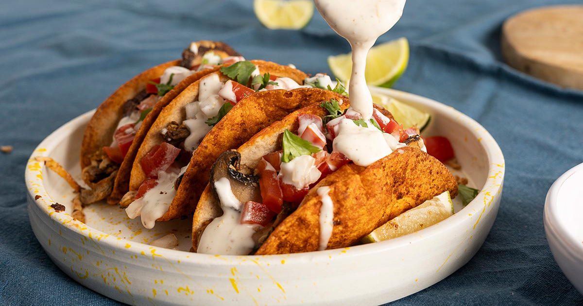 Hard-shell tacos με μανιτάρια & tofu